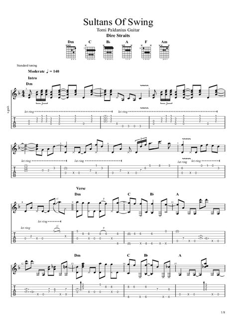 Dire Straits Sultans Of Swing Guitar Tab Tomipaldanius