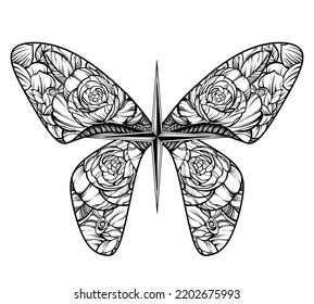 Butterfly Wings Tattoo Flower Design Stock Vector Royalty Free