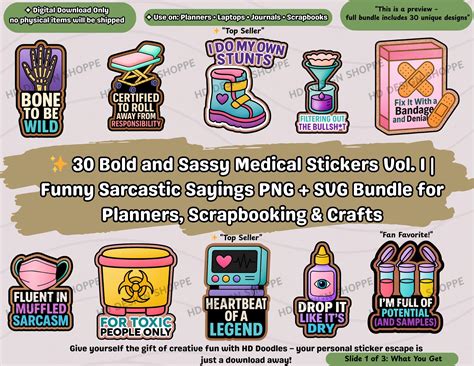 Sarcastic Nurse Stickers Medical Humor Sassy Quotes Png Svg
