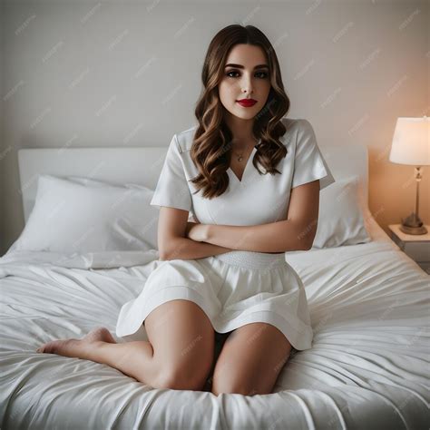 Premium Ai Image A Woman In A White Shirt And Short Elegant Skirt