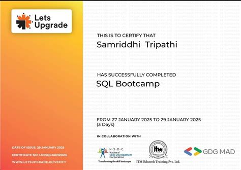 Samriddhi Tripathi On Linkedin Careergrowth Sql Certification Datamanagement Dataanalysis