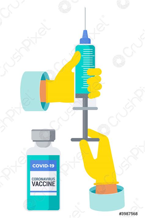 Vaccination Programm Banner Flat Cartoon Vector Illustration Stock