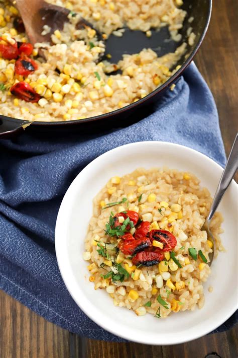 Corn Risotto With Blistered Cherry Tomatoes My Therapist Cooks