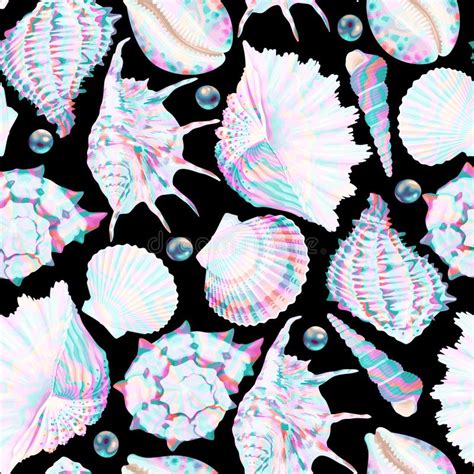 White And Pearly Shells Vector Seamless Pattern Stock Vector