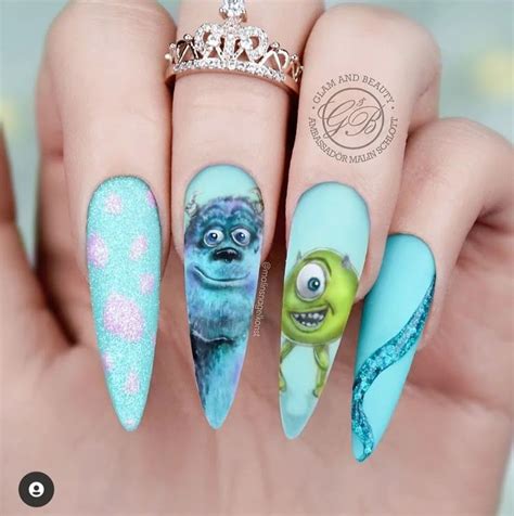 Pin By Nês On Unhas Com Nail Art Monster Inc Nails Disney Inspired