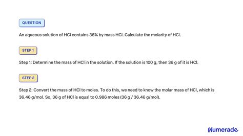 Solved An Aqueous Solution Of Hcl Contains 36 By Mass Hcl Calculate