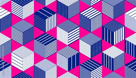 Seamless Cubes Vector Background Lined Boxes Repeating Tile Pattern