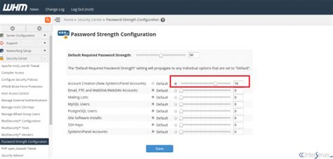 Password Strength Configuration Hostrs