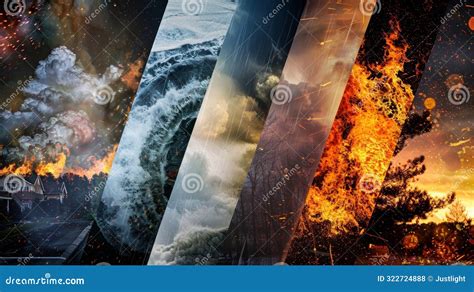 A Collage Of Extreme Weather Events Including Hurricanes Floods And