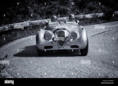 Jaguar Xk 120 M Competition 1952 On An Old Racing Car In Rally Mille Miglia 2018 The Famous
