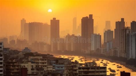 Air Pollution Concept Modern Highrise Rich Buildings And Poor Slums