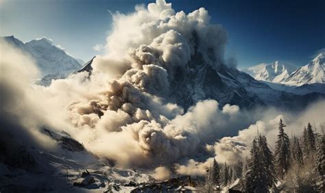 Massive Smoke Plume Engulfs Mountain Premium Ai Generated Image