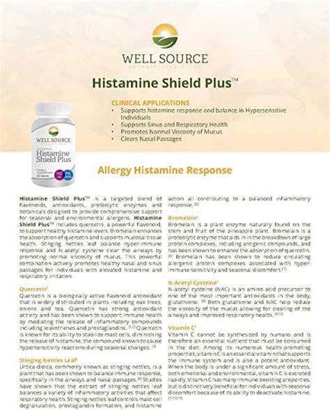 Natural Antihistamine Supplement Histamine Shield Plus D Hist