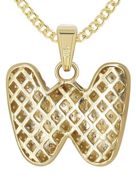 10k Yellow Gold Bubble Letter W Cz Necklace Appx 152 Grams Frost