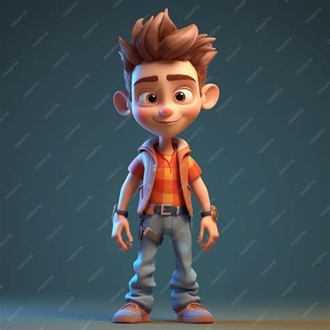 Premium Ai Image 3d Cartoon Little Boy Red Hair Freckled Face Glasses