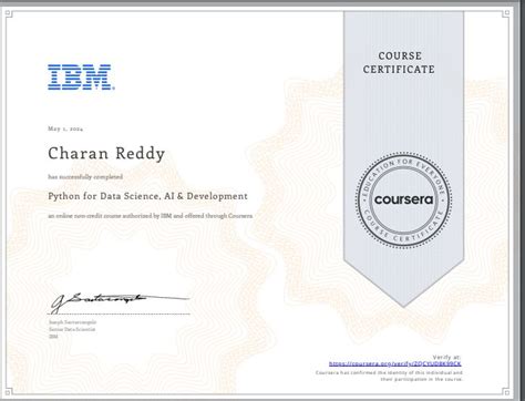 Completed Python For Data Science Ai And Development Course On Coursera Charan Ramakrishna