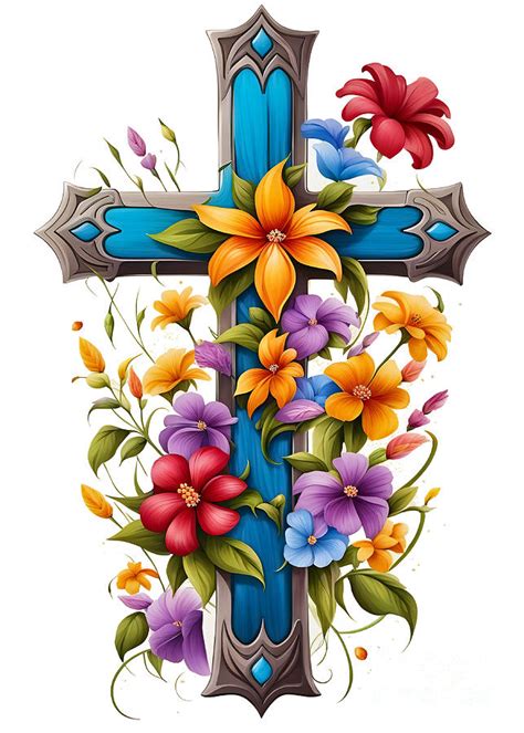Cross With Flowers Ai Iv Digital Art By Munir Alawi Fine Art America