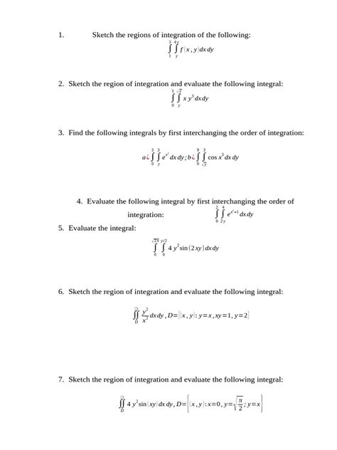 Review Of Double Integrals Pdf Calculus Area