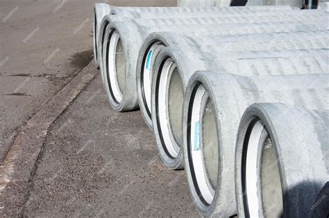 Premium Photo Concrete Drainage Sewer Gutters Pipes For Industrial