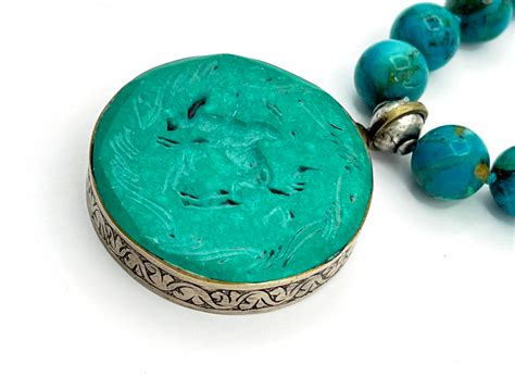 Chrysocolla Gemstone Necklace Sterling Silver Encased Chrysocolla