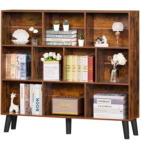 Leyaoyao 10 Cube Bookshelf3 Tier Modern Wide Bookcase With