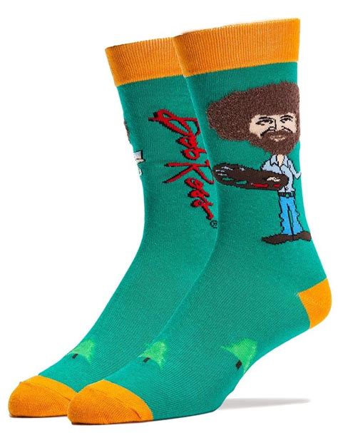 Bob Ross Fuzzy Hair Mens Crew Socks One Size Free Shipping