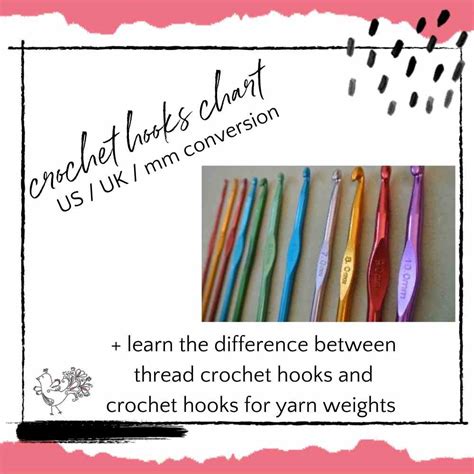 Crochet Hooks Chart With Us Uk Mm Conversion The Difference Between