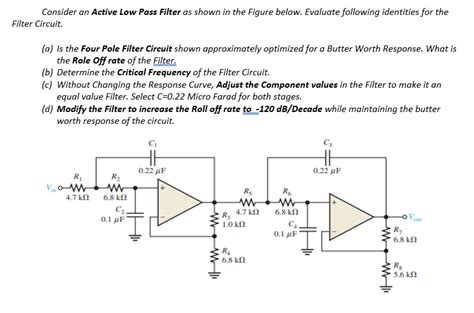 Solved Consider An Active Low Pass Filter As Shown In The Chegg