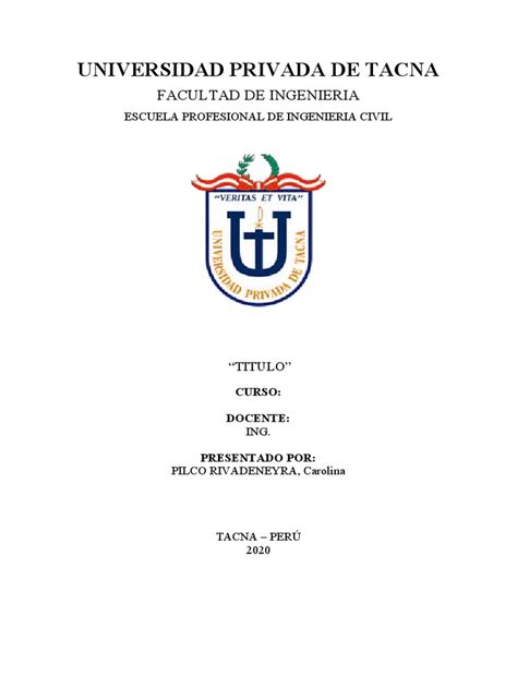 Presentación Del Curso De Ingeniería Civil En La Universidad Privada De Tacna Pdf
