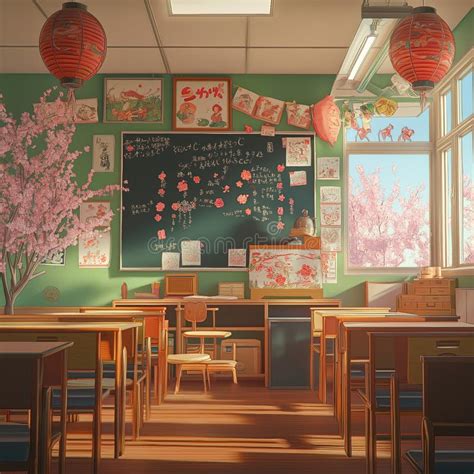 Empty Classroom Theme In Chinese New Year Stock Image Image Of