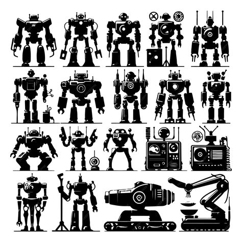 Premium Vector Robot Silhouettes Set Large Pack Of Vector Silhouette