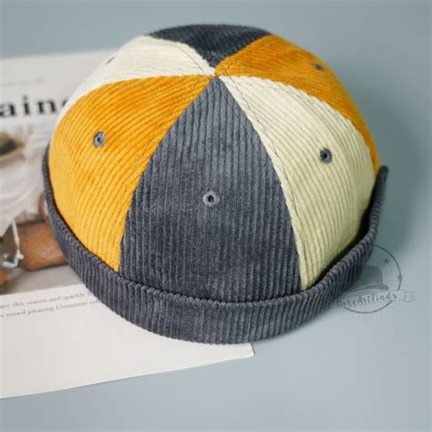 Custom Contrast Color Corduroy Docker Caps Personalized Brimless