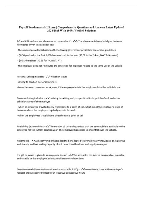 Payroll Fundamentals 1 Exam Comprehensive Questions And Answers