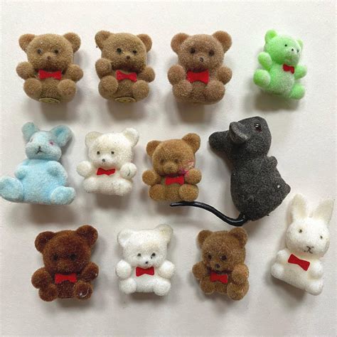 Mini Flocked Teddy Bears Formosa Crafts Red Flocked Miniature Party