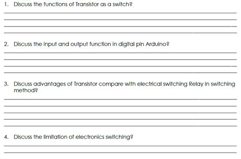 Solved Discuss The Functions Of Transistor As A Switch Chegg