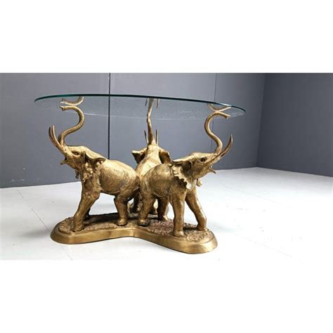 Vintage Brass Elephant Coffee Table 1970s Chairish