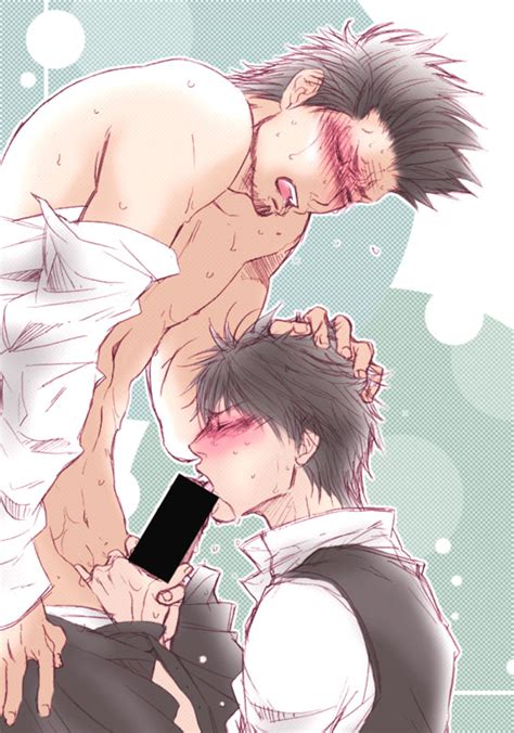 Rule 34 Blush Censored Fellatio Gintama Hijikata Toshiro Kondou Isao Kumi Pixiv Licking Male