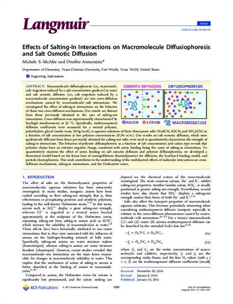 Pdf Effects Of Salting In Interactions On Macromolecule
