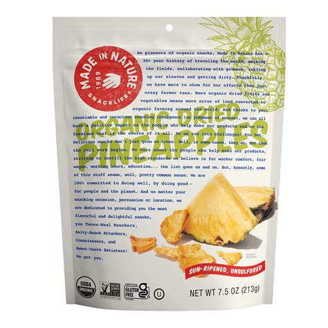 Buy Organic Dried Pineapple Chunk Snacks Made In Nature