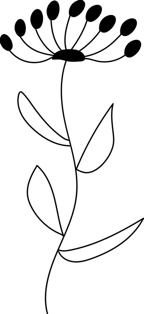 Illustration Of A Flower Black And White Flower Botanical Vector