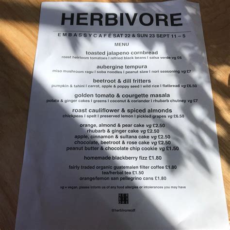 Menu At Embassy Cafe Cardiff