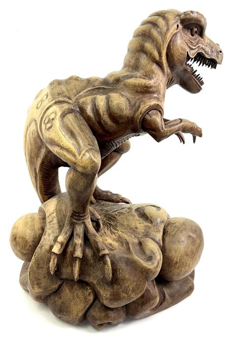 Lot Hand Carved Wood T Rex Dinosaur Sculpture