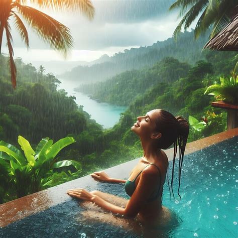 Premium Photo Girl Enjoy Rain