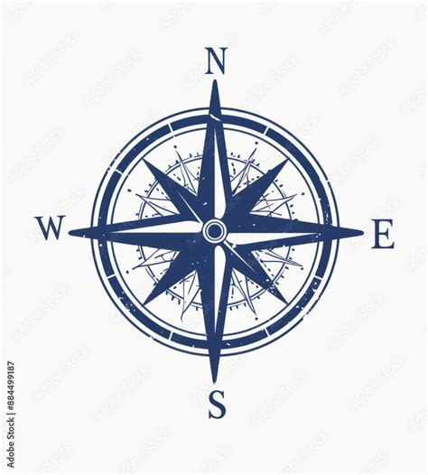 A Simple Navy Blue Compass Rose With The Letters N E S W In White