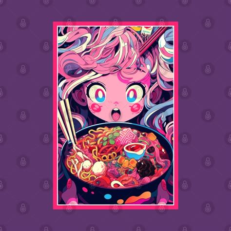Cute Anime Girl Ramen Noodles Hentaii Chibi Kawaii Design Cute Anime Girl T Shirt