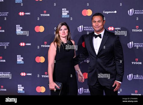 Paris France 29th Oct 2023 Thierry Dusautoir And His Wife Sofia Avramovic During The World