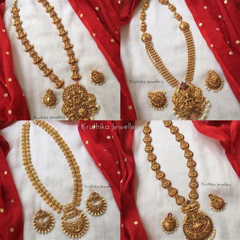 Temple Haram Necklace Sets South India Jewels