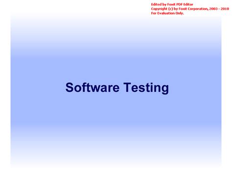 Lect 11 12 Testing Lecture Notes 11 12 Software Testing Why Testing And Analysis Software