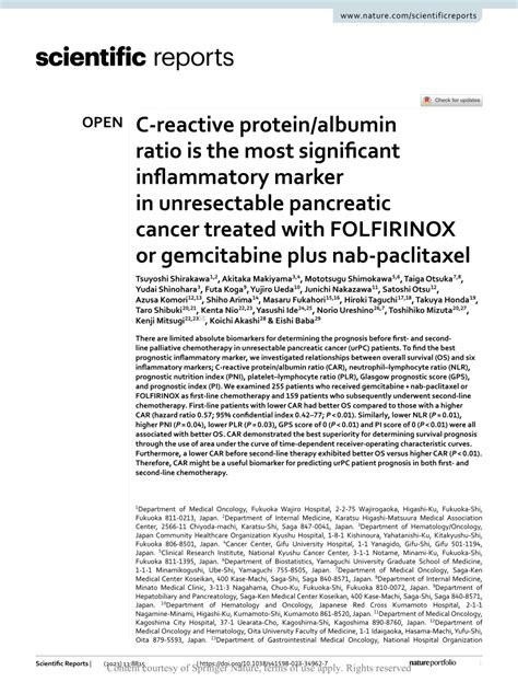 Pdf C Reactive Proteinalbumin Ratio Is The Most Significant