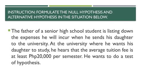 Formulating The Appropriate Null And Alternative Hypotheses Onpptx